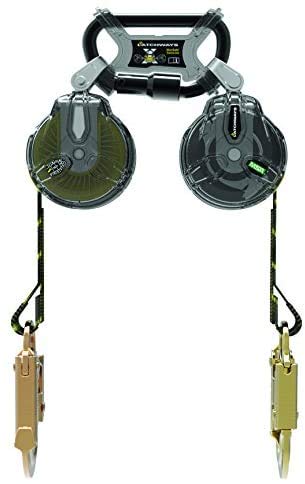 MSA 63111-00C V-TEC Mini Personal Fall Limiter - 6' (1.8m), Twin-Leg, Aluminum Swivel Carabiners (2) Anchorage Connection, Twin-Link Connector Harness Connection, Retractable Web Lanyard