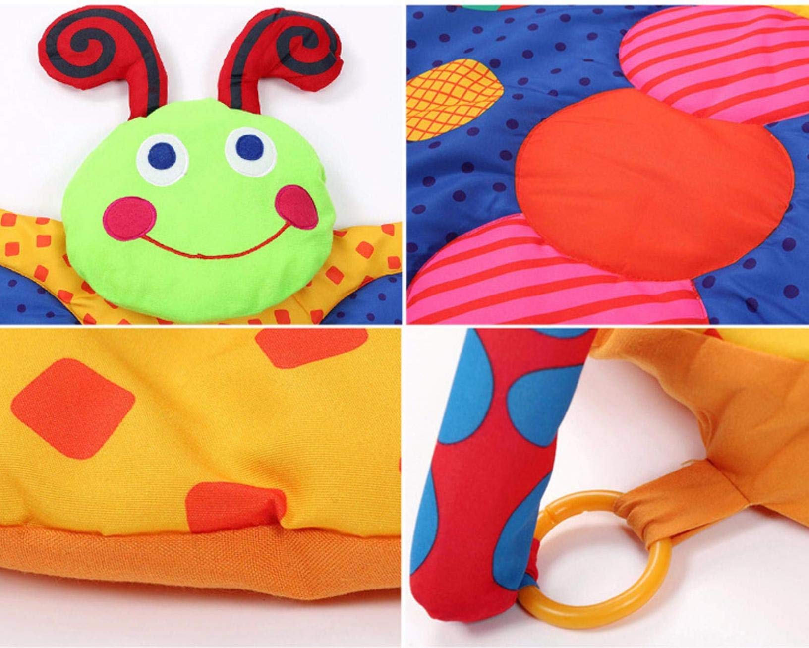 KUANDARM Baby Butterfly Pattern Play Mat with 8 Different Pendant Toys Infants Gym Activity Centre Fitness Frame for 1-18 Month
