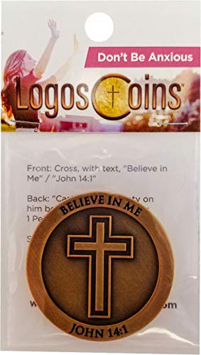 Don't Be Anxious Coin, Believe in me, Worry Stone for Anxiety, Antique Gold-Color Plated Challenge Coin, He Cares for You - 1 Peter 5:7 Gift