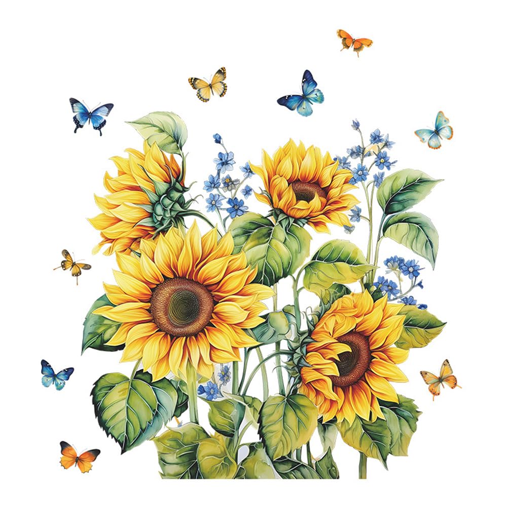 HAOHUODUO Sunflower Stickers Sunflower Wall Decor Sunflower Bathroom Decor Sunflower Decals for Walls Living Room Decoration Decorative Home Sunflower Decor for Kitchen Wall Decor 31.4x29.5 Inch