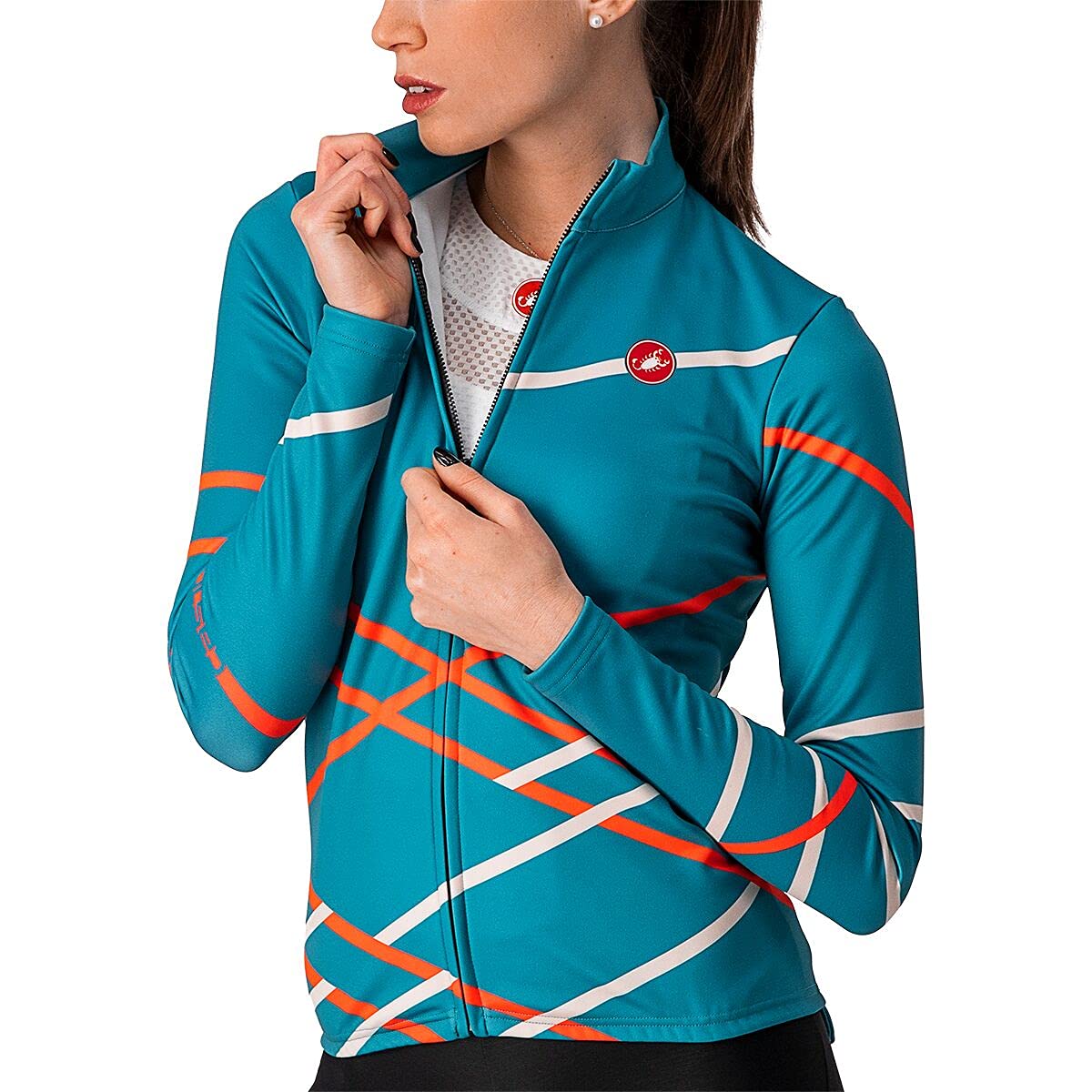 Castelli Women's Long Sleeve Diagonal Jersey (Light Black, Large)