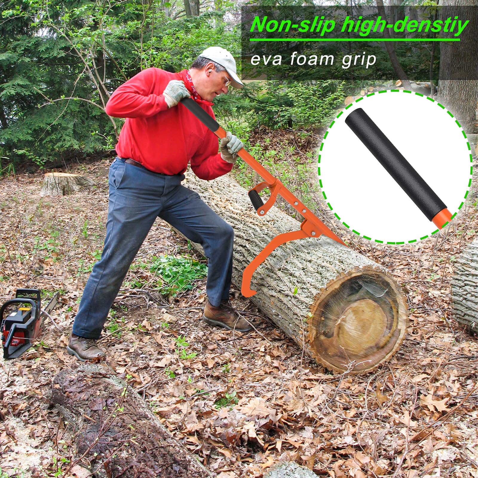 Dolibest 45'' Heavy-Duty Steel Timberjack Log Lifter, Log Handler with Cant Hook, 4 in1 Multifunction Logging Tool for Log Hauler/Grabbing/Rolling/Raising Up Log for Professional/Home Use