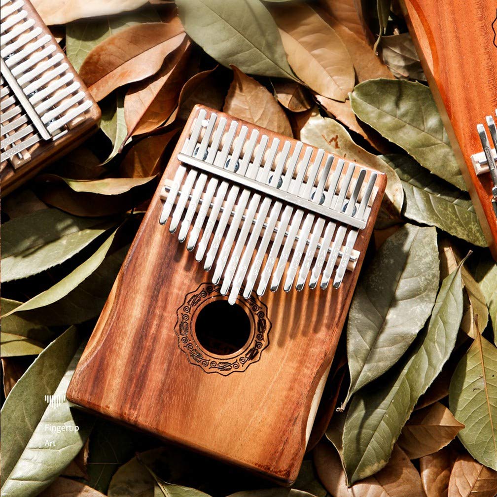 MSDance 17 Keys Kalimba Thumb Piano, Solid Koa Wood Professional Thumb Piano with Waterproof Protective Box,Kalimba stand and Study Instruction,Gift for Beginners Professional (Hand-rest Curve)