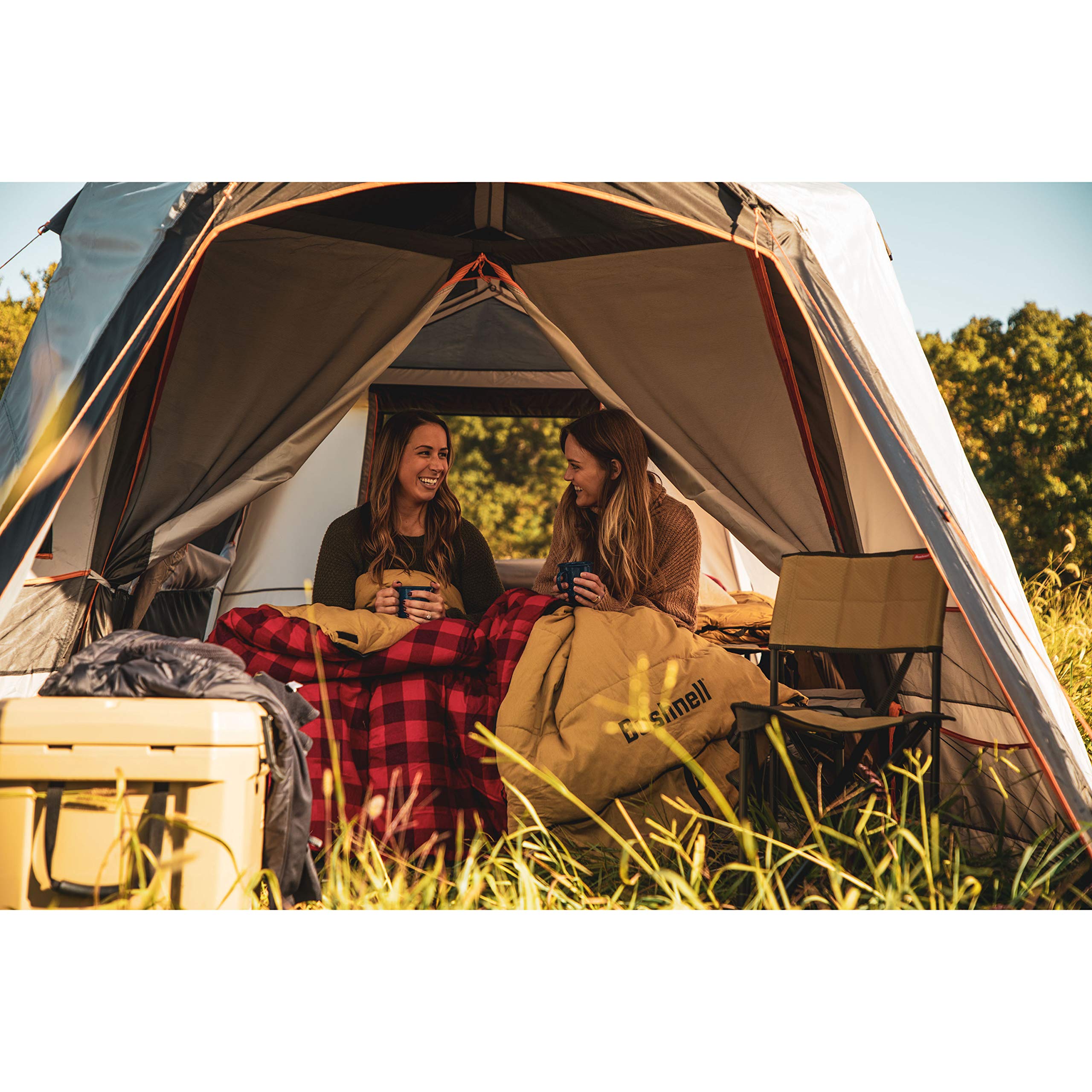 Bushnell Hooded Canvas Sleeping Bags | 20 Degree Sleeping Bag with Heavy Flannel Lining for Cold Weather Camping