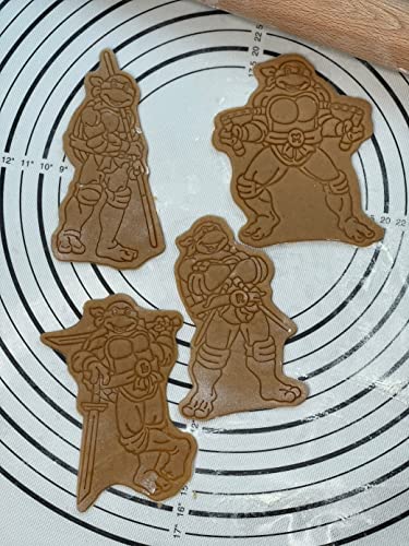 Set of 4 Ninja Turtle Raphael, Leonardo, Donatello & Michelangelo 6β Cookie Cutters and Molds Produced by 3D Kitchen Art