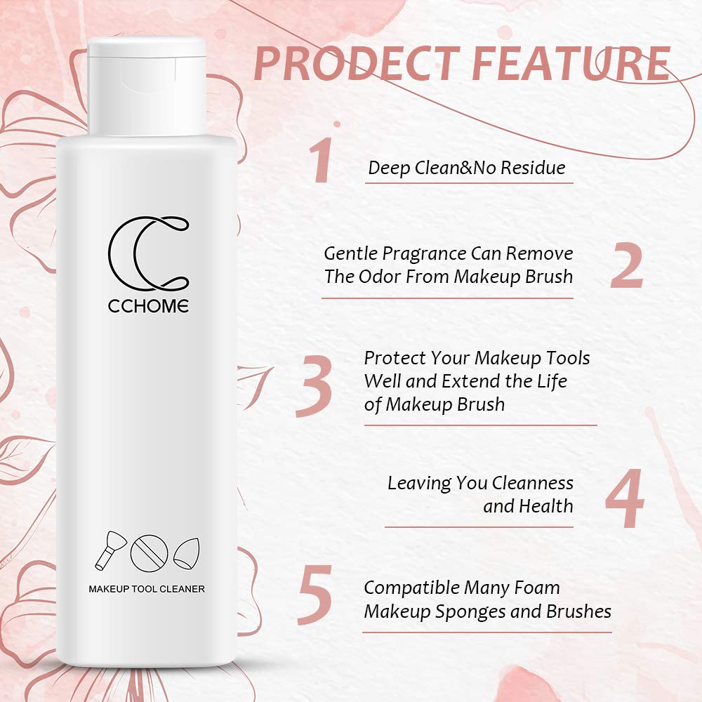 CCHOME Liquid Makeup Brush Cleaner, Professional Brush Cleanser for Cleaning Makeup Sponges, Brushes & Applicators, 180ml