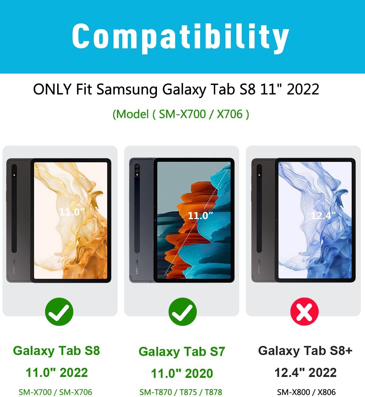 Case for Galaxy Tab S8/S7 11 Inch with Screen Protector Pen Holder Hand Strap Rotating Kickstand | Herize Heavy Duty Shockproof Rugged Case for Samsung Tab S8/S7 Model SM-SM-X700/X706/T870/T875/T878