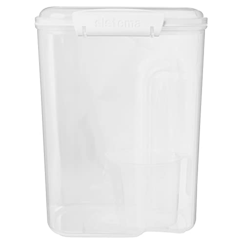 Sistema Flour and Sugar Storage Containers for Pantry with Lids and Measuring Cup, Dishwasher Safe, 13.7-Cup, White