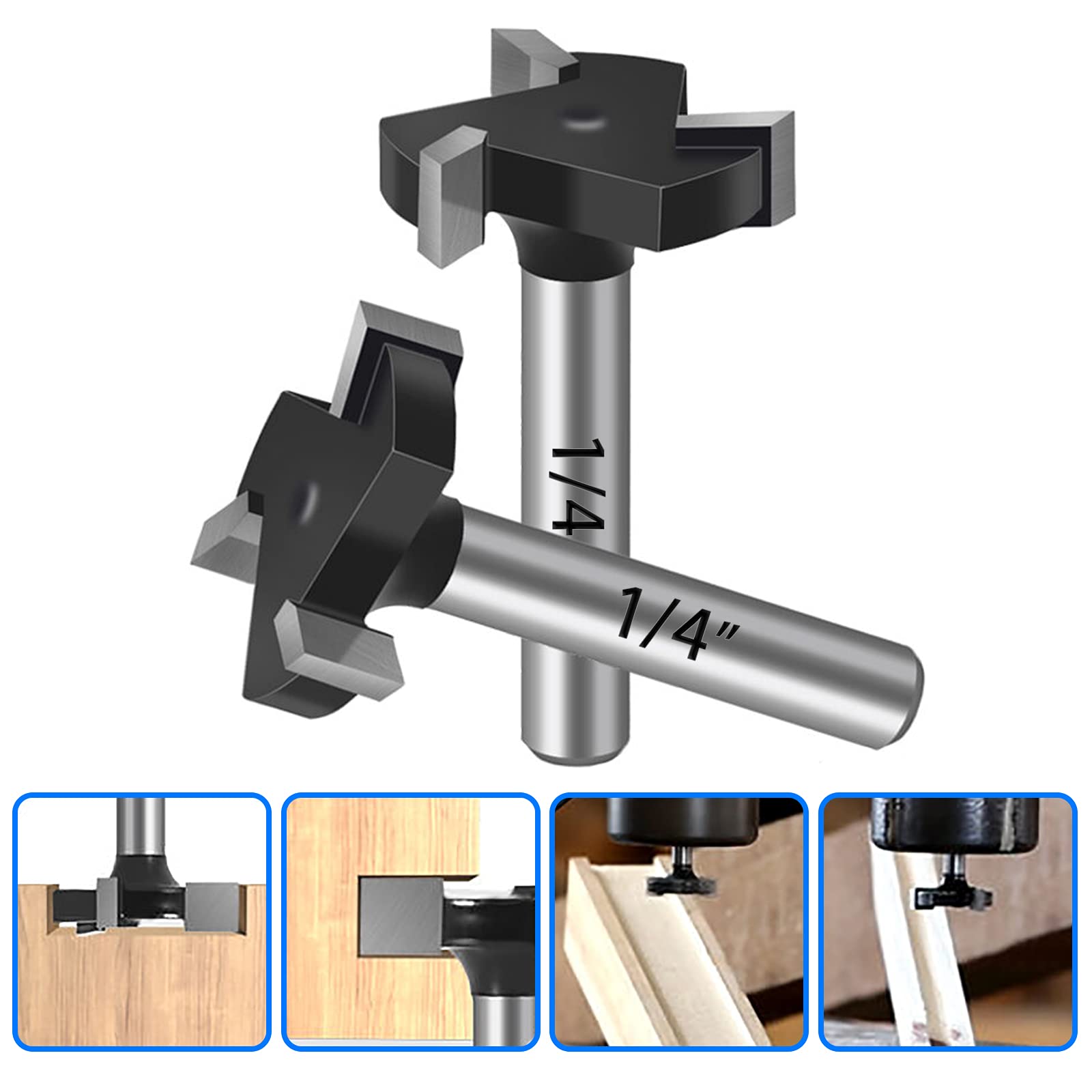 CNC Spoilboard Surfacing Router Bits, 1/4β Shank 1β Cutting Diameter Dado and Planer Router Bits Spoilboard Cutter with Removable Inserts, Carbide Tipped Slab Flattening bit for Woodworking