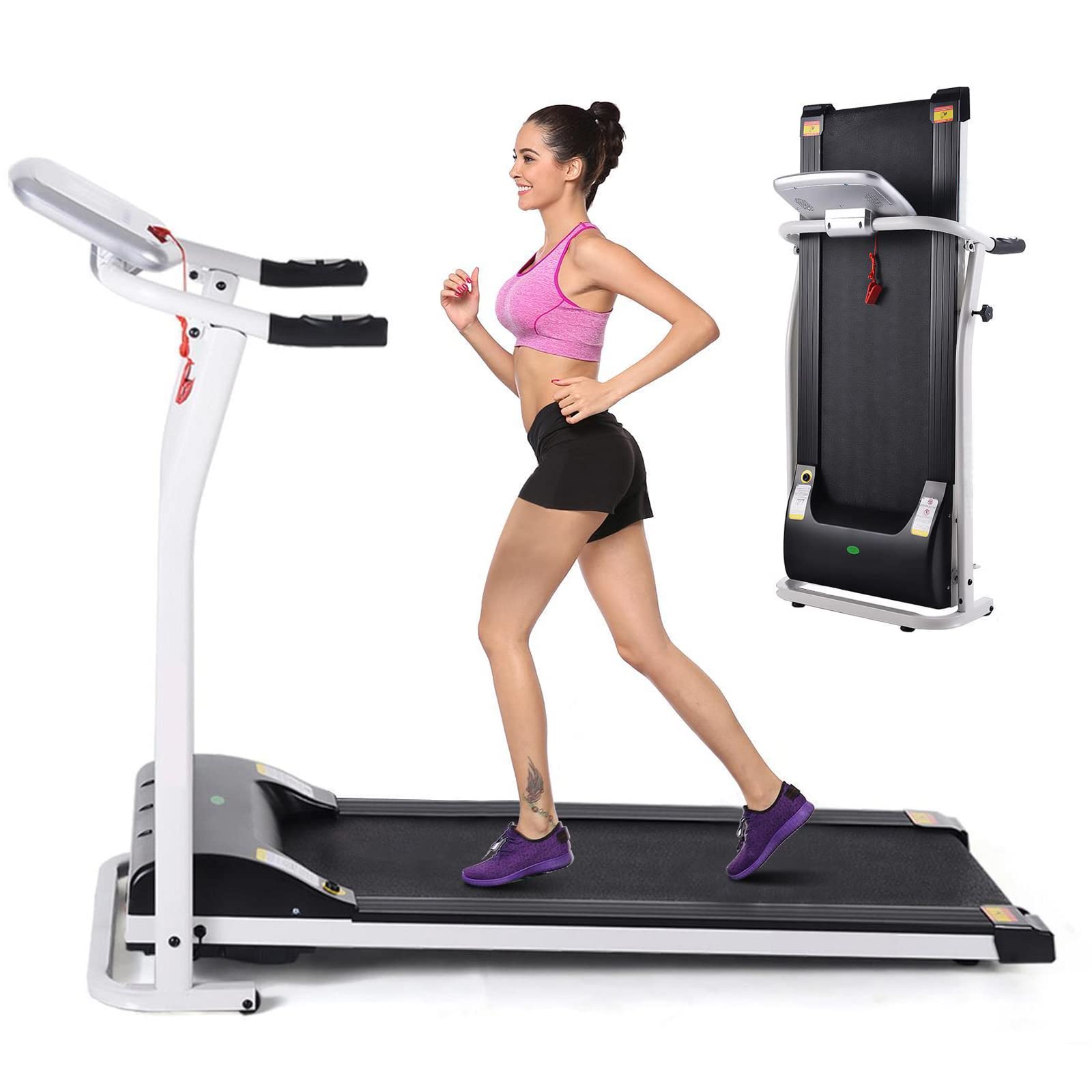 CASULO Treadmills,Electric Folding Treadmill for Home with Pulse Grip,LCD Monitor,Fitness Motorized Exercise Running Machine,12 Preset Training Mode, Home Office Treadmill [US Stock]