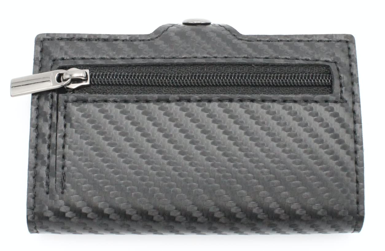 RFID Protection Minimalist Pop-Up Wallet Carbon Fibre Leather