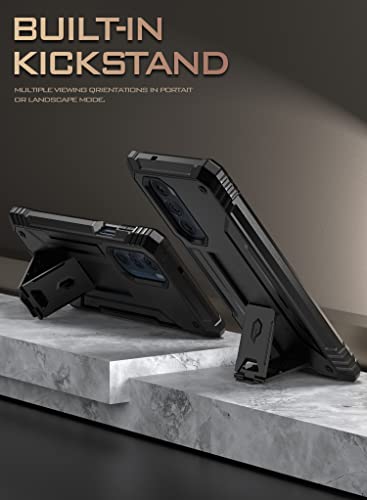 Poetic Revolution Case for Moto Edge Plus 5G 6.7" (2022) / Edge+ 5G UW (2022), Model # XT2201, Full-Body Rugged Shockproof Protective Cover with Kickstand and Built-in-Screen Protector, Black