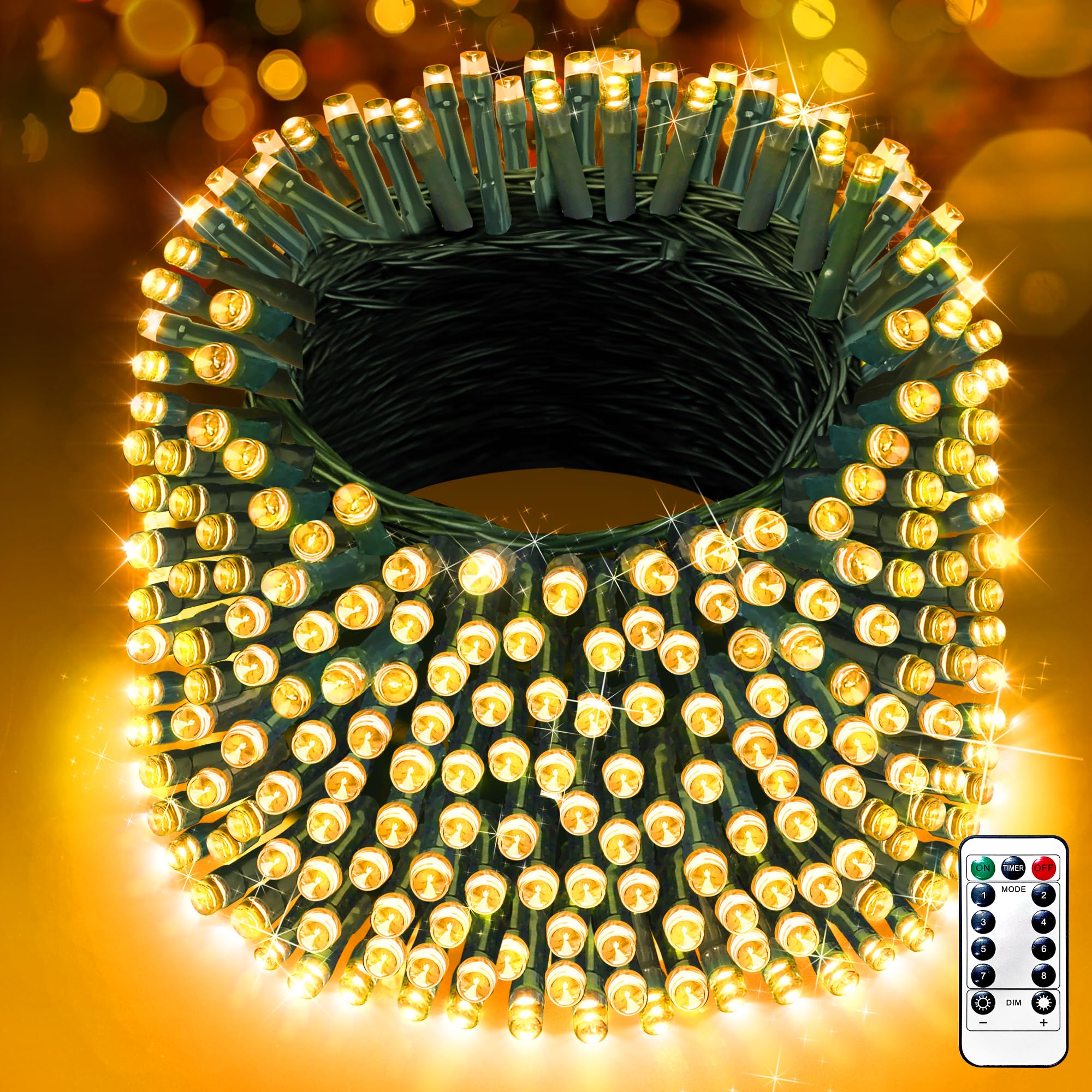 XURISEN 403FT Christmas Lights, 1000 LED Super Long String Lights 8 Modes & Memory Timer Plug in Twinkle Fairy Lights Decor for Home Xmas Party Wedding