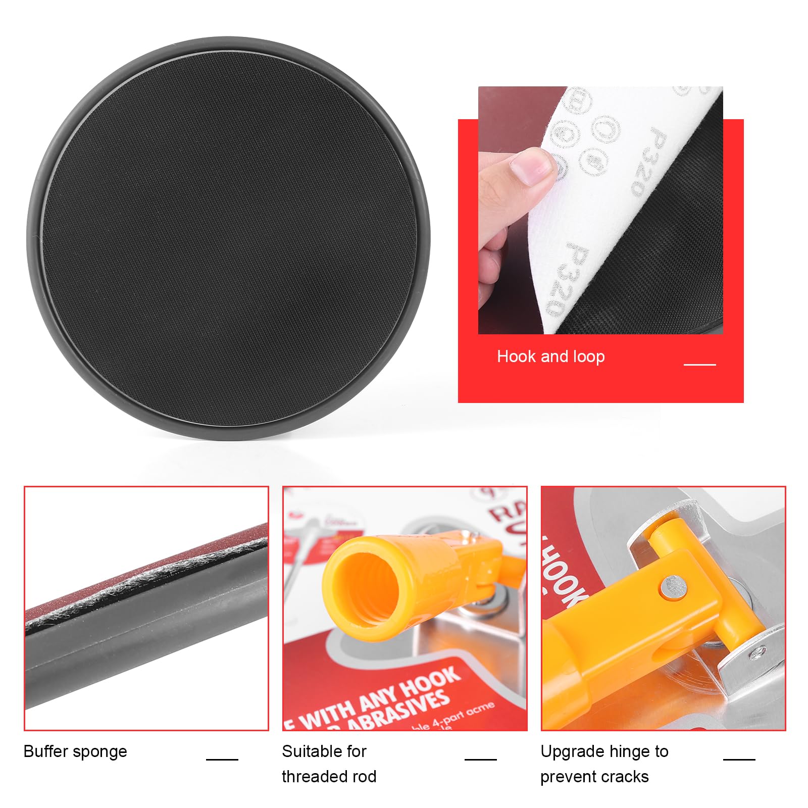 Drywall Pole Sander, 86 inch Drywall Sander With Extension Pole, Manual Hand Drywall Sander with Extension Pole for Painting Projects, Includes 5pcs Sanding Sheets (80, 100, 120, 180, 240 Grit)