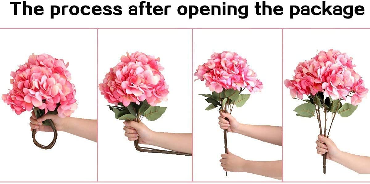 Yamuduo 5Heads Artificial Fake Flowers Plants Silk Hydrangea Arrangements Wedding Bouquets Decorations Plastic Floral Home Kitchen Garden Party Festival Bar DIY (Black)