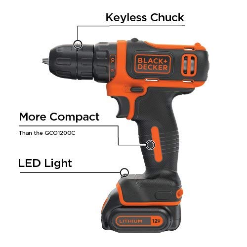 BLACK+DECKER 12V MAX Cordless Drill/Driver (BDCDD12C) (Renewed)