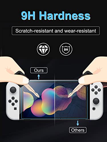 BRHE Tempered Glass Screen Protector for Nintendo Switch OLED Accessories 0.25mm Ultra-thin, Transparent HD Clear, Anti-Scratch, Bubble Free, Easy Installation [3 Pack]