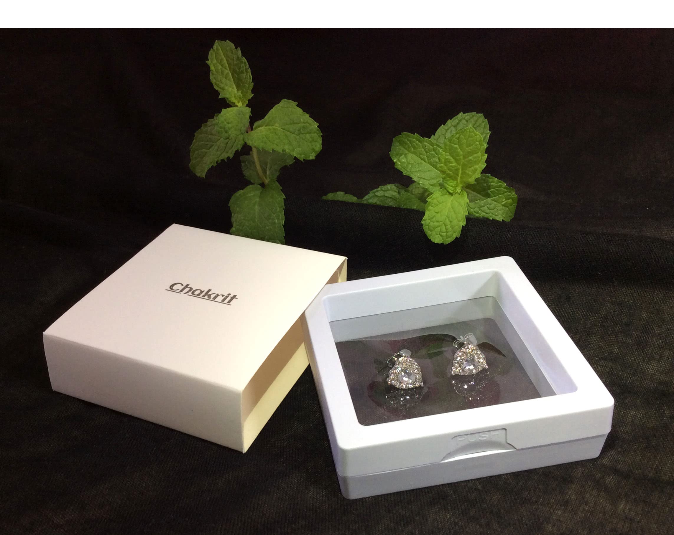Chakrit Women's Earring Crystal Rhinestone Heart Studs 925 Sterling Silver Jewelry Gift for Women Mom Wife