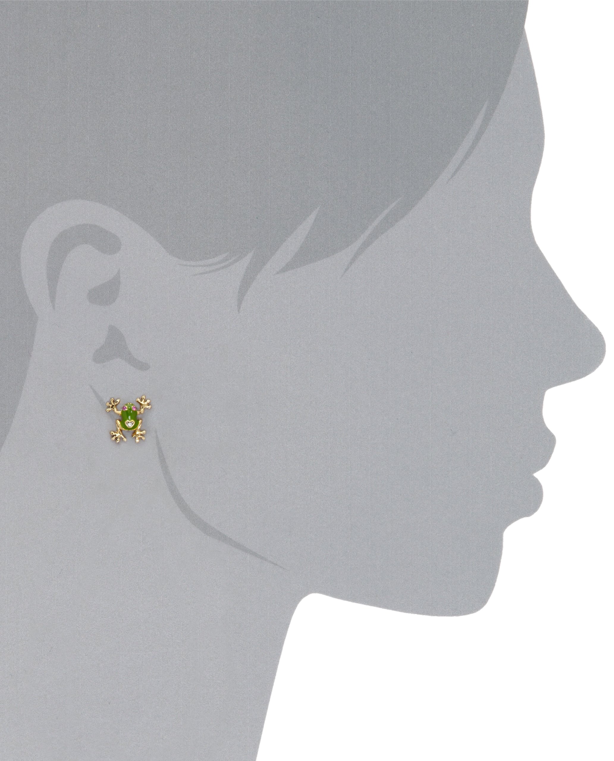 Betsey Johnson Green & Gold Frog Stud Earrings