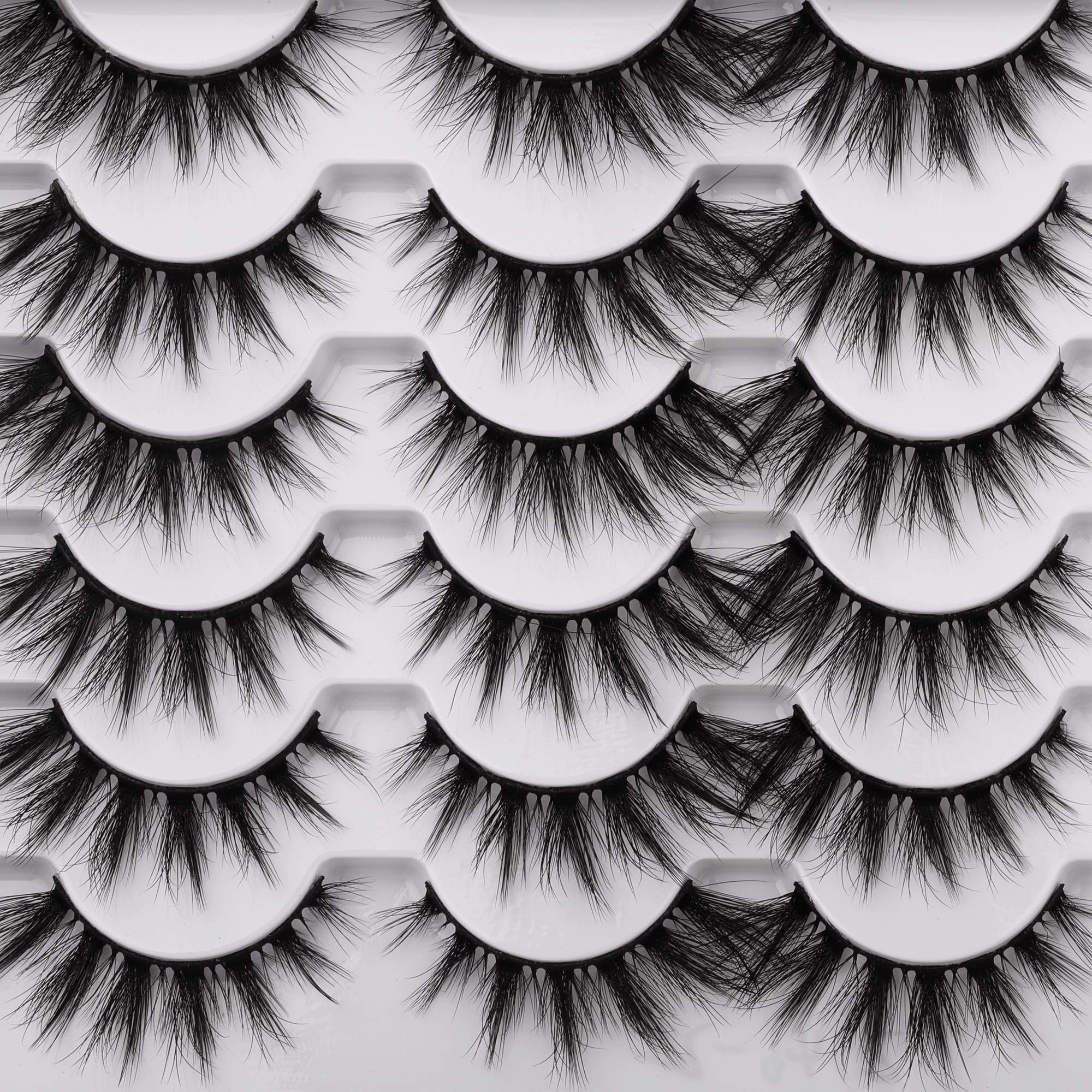 Cat Eye Lashes Pack Wispy 3D Faux Mink Lashes 18mm Fluffy False Eyelashes Soft Reusable Handmade Fake Eyelashes, 12 Pairs Pack by Pawotence