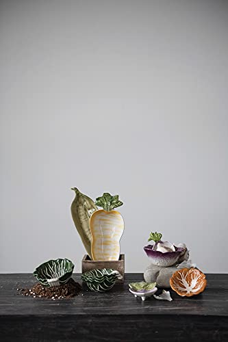 Creative Co-Op Hand-Painted Cabbage Shaped Stoneware, Set of 4 Bowl, Green, 4