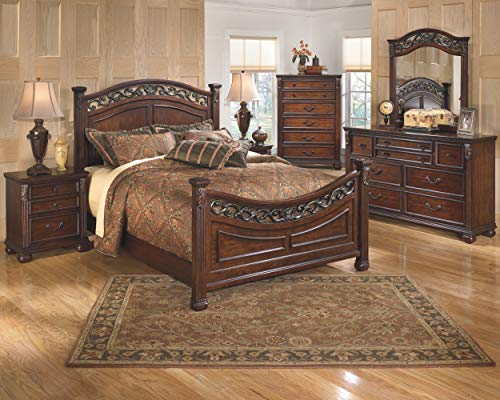 Signature Design by Ashley Leahlyn Traditional Ornate 7 Drawer Dresser, Warm Brown