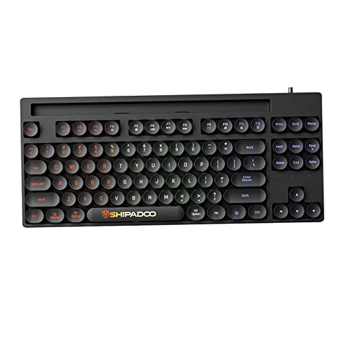 Durable Gaming Keyboard Scratchproof Replacement PP Keycap Rainbow Backlit Smooth Quick Response 87 Keys Wired Keypad for Laptop Desktop PC, Black