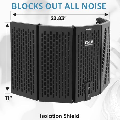 PyleUsa Microphone Isolation Shield, 5 Panel Acoustic Vocal Sound Dampening Noise Absorb Record Studio,1.6" Foam,Adjust Mic Depth,Removable Shock Mount, β
" Threaded,Podcast,Sing and Broadcast-1 set