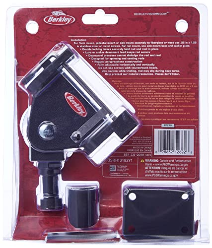 Berkley Quick-Set Boat Rod Holder, Sturdy Polypropylene Construction, Mountable with Locking Mechanism, Fits Easily on the Side or Top of the Gunwale or Other Boat Railings Black