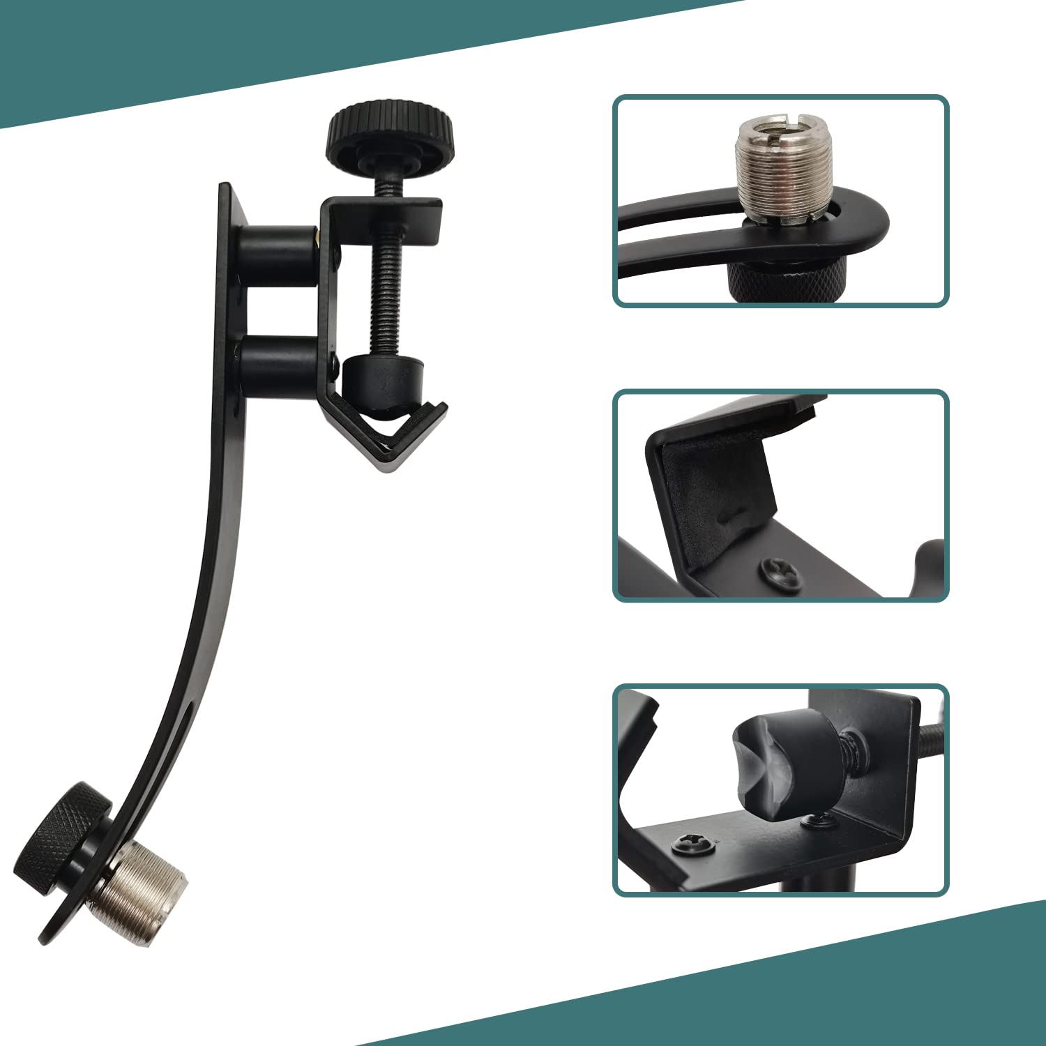 Boseen Drum Microphone Shockproof Clip Rim Mount Holder Metal Universal Tom Mic Set Clamp Adjustable(Pack of 3)