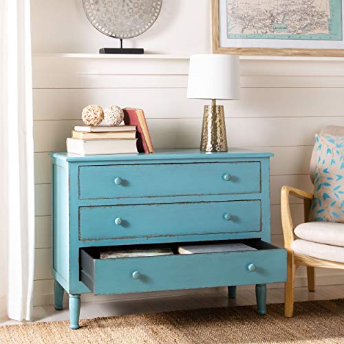 Safavieh American Homes Collection Tablet Distressed Blue 3 Drawer Chest