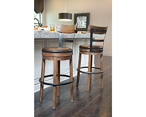 Signature Design by Ashley Pinnadel 30" Modern Swivel Pub Height Barstool, Light Brown