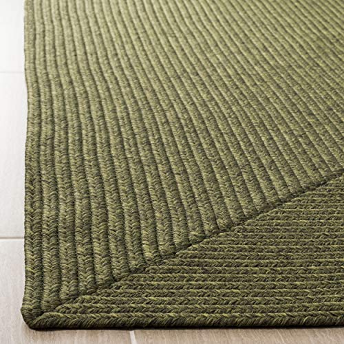 SAFAVIEH Braided Collection 8' Square Green BRD315A Handmade Country Cottage Reversible Area Rug