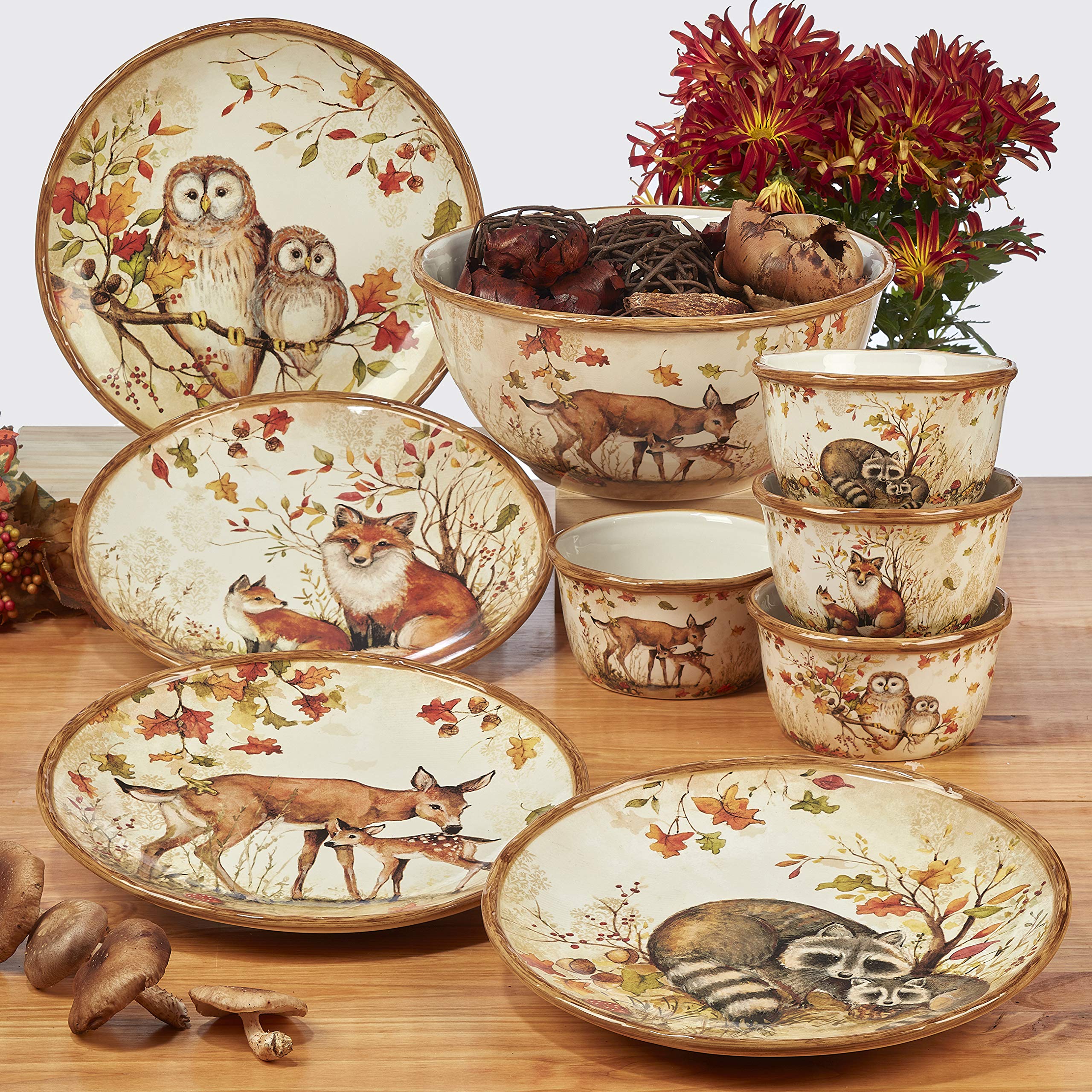 Certified International Pine Forest 24 oz. Soup/Cereal Bowls, Set of 4,