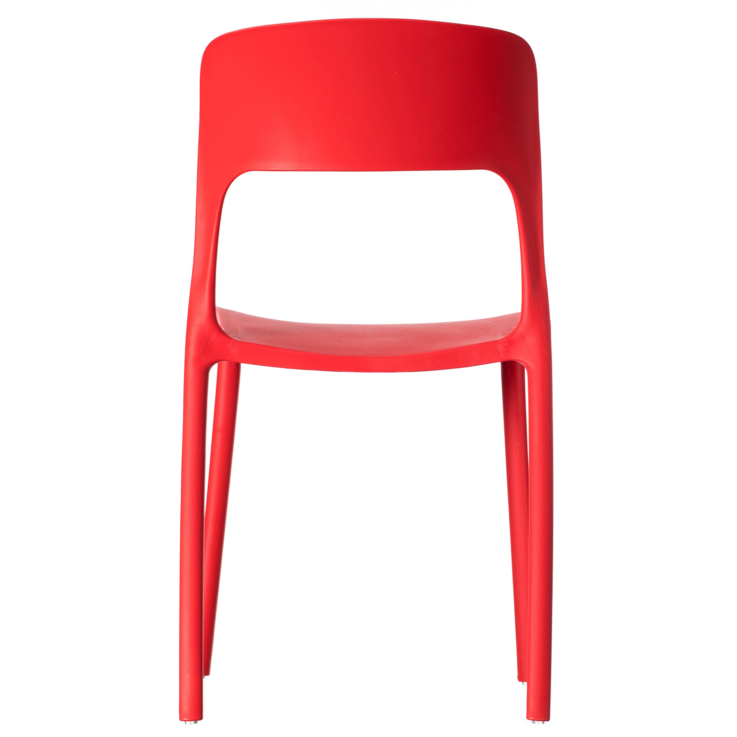 Fabulaxe Modern Plastic Outdoor Dining Chair with Open Curved Back, Red