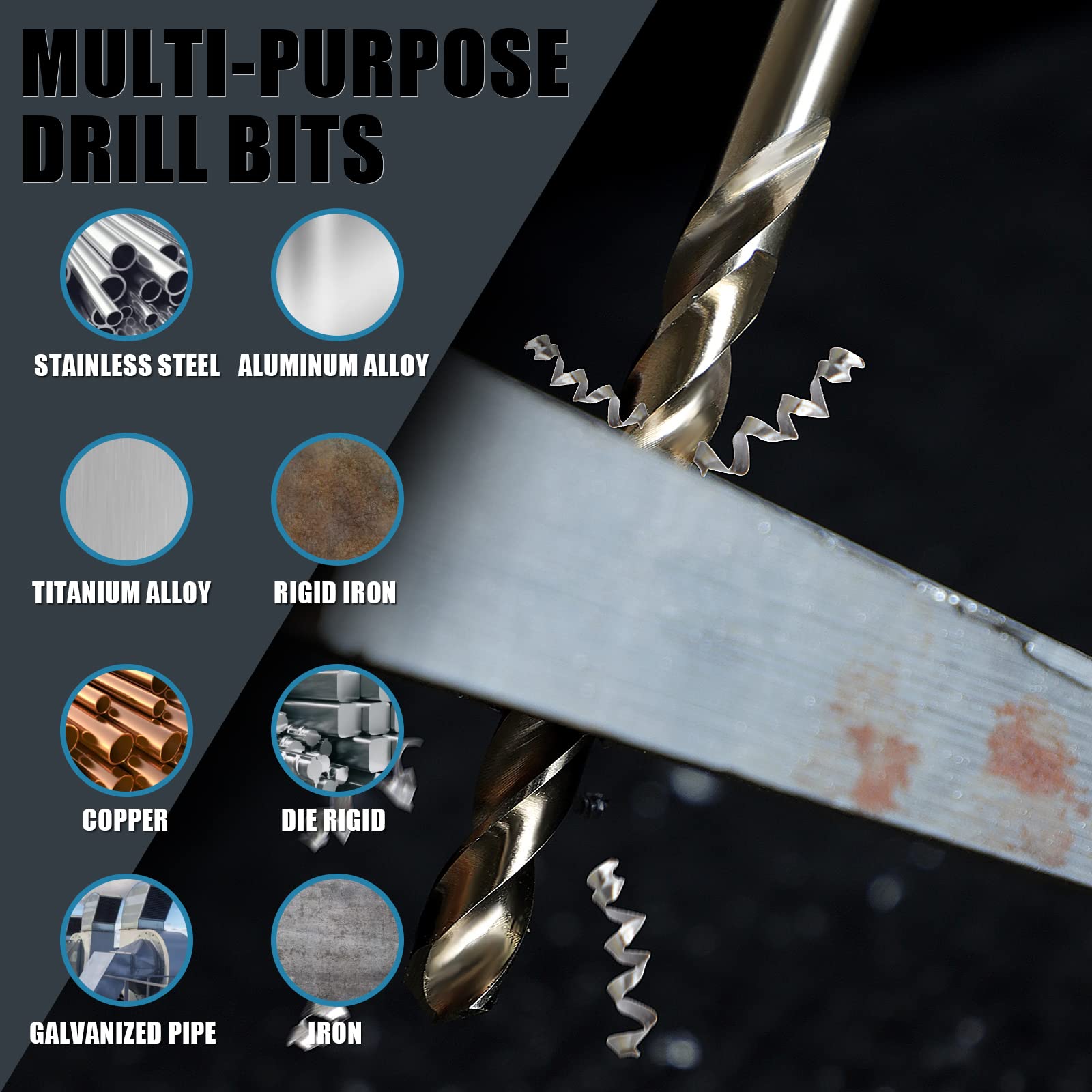 Cobalt Drill Bit Set, M35 Twist HSS Drill Bits Straight Shank, 2mm High Speed Steel Drill Bits for Drilling in Hard Metal, Stainless Steel, Cast Iron (2mm)