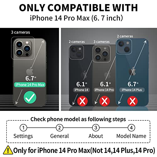 HOGGU Crossbody iPhone 14 Pro Max Case Wallet with Card Holder, Flip Leather iPhone 14 Pro Max Crossbody Case with Strap, Kickstand, Zipper Purse, Protective Square Phone Case for Women Girls-Black