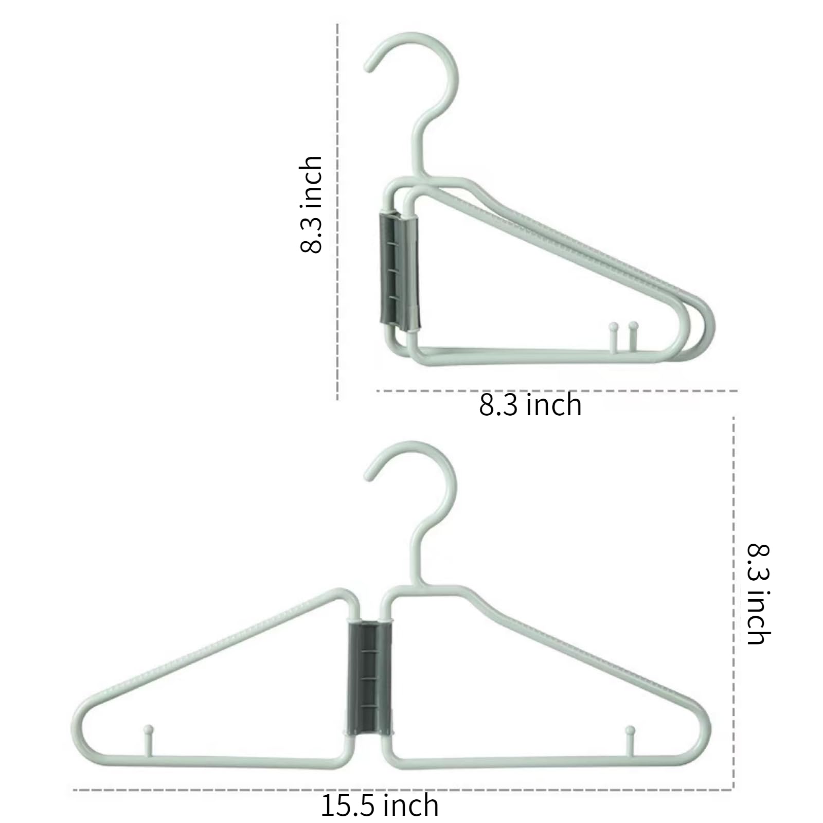 WRYLCYH 8 Pcs Foldable Hangers, Plastic Collapsible Hangers, Portable Folding Clothes Hanger, Foldable Travel Hangers, Foldable Hangers for Travel, Cruise, Home, Bedroom, Dorm (Green)
