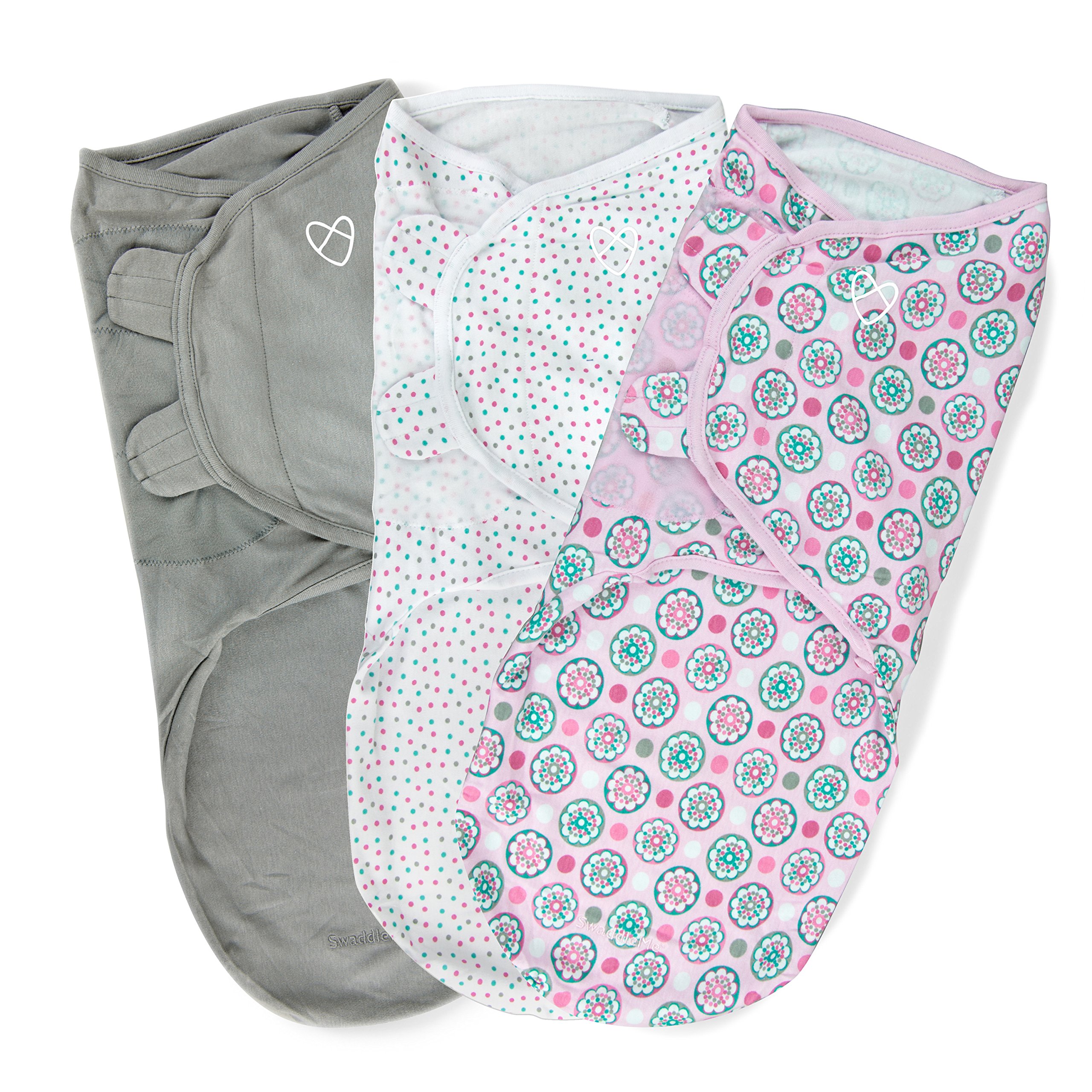 SwaddleMe Original Swaddle – Size Large, 3-6 Months, 3-Pack (Floral Geo)