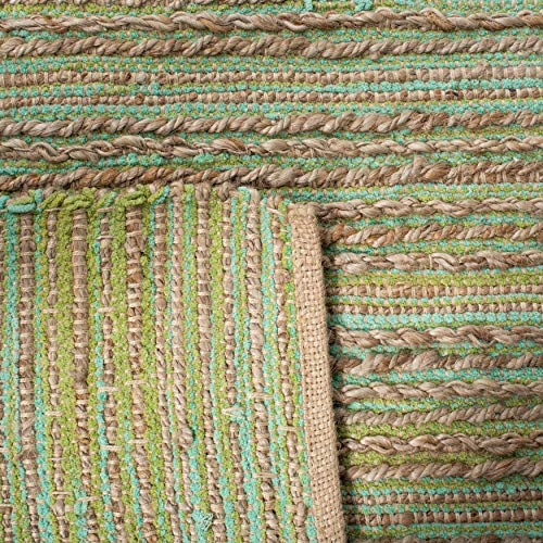 SAFAVIEH Cape Cod Collection Accent Rug - 3' x 5', Green, Handmade Flat Weave Jute, Ideal for High Traffic Areas in Entryway, Living Room, Bedroom (CAP851C)
