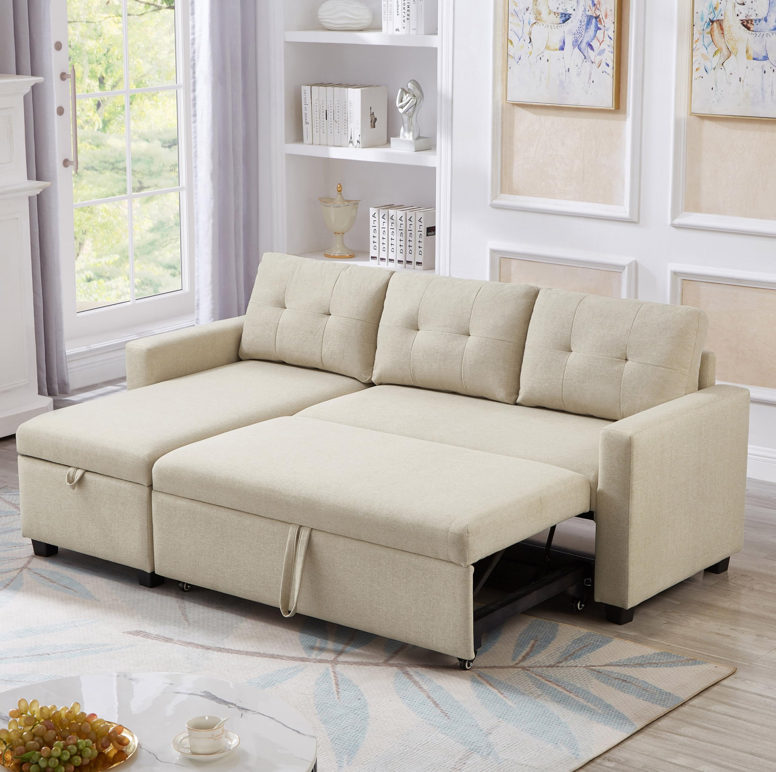 Jintop ectional Sofa, 81.5", Beige