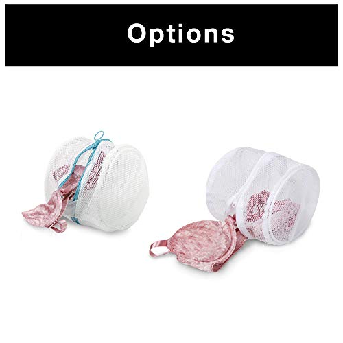Smart Design Wash Bag w/ Safety Zipper - Washing Machine Safe - Fine Mesh Nylon Polyester - Bra, Hosiery, Pantyhose, Delicates, Lingerie, & Baby Clothes (6.5 x 5.5 Inch) [White]