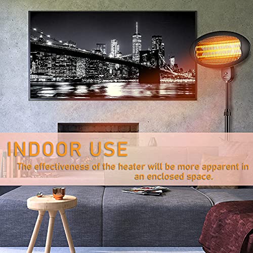 DONYER POWER retractable Electric quartz Heater with Protection System Waterproof,Outdoor/Indoor 1500W,Garden Patio, Easy Assembly