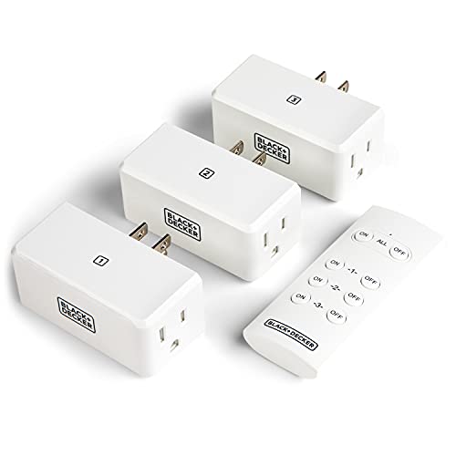BLACK+DECKER Wireless Remote-Control Outlet, Pack of 3 Outlets, 1 Remote - Premium Light Switches