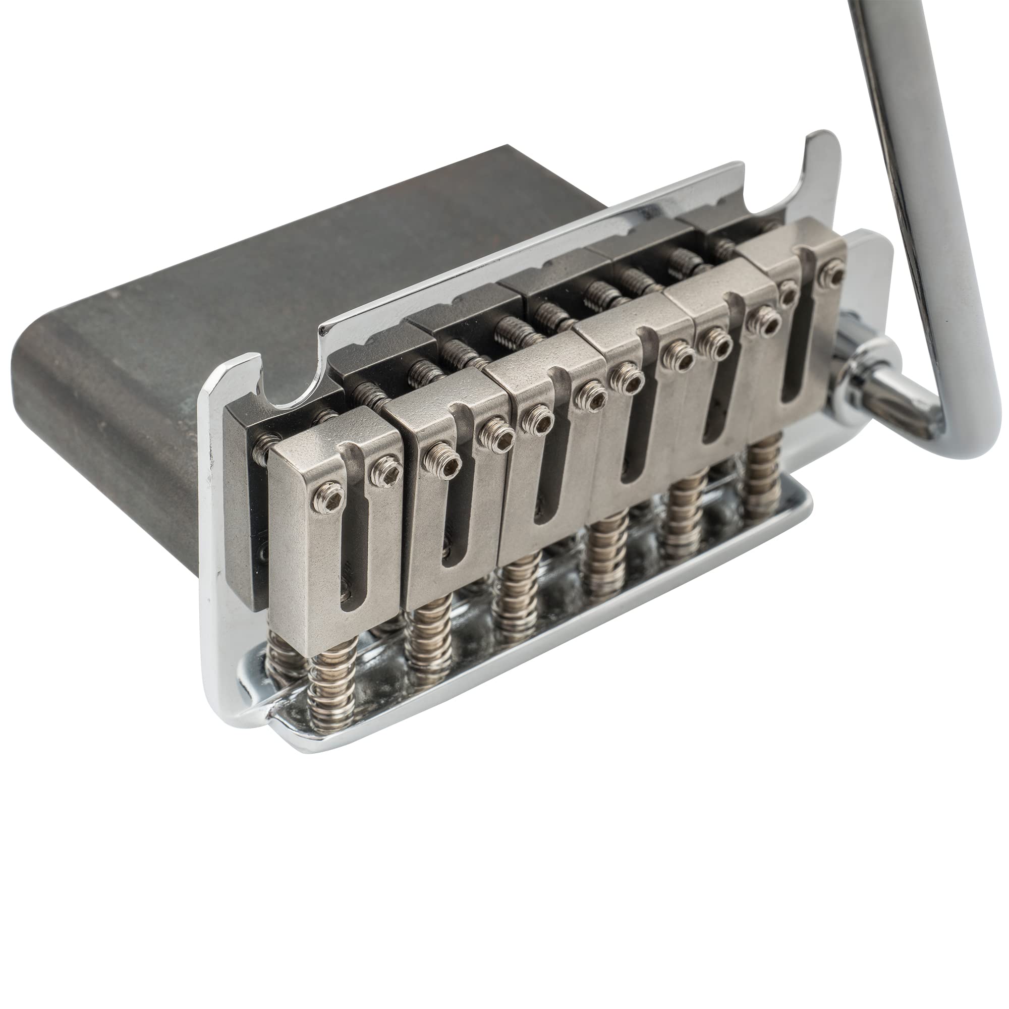 Musiclily Pro 52.5mm 2-Point Guitar Tremolo Bridge with Full Block Steel Saddles for Modern American Strat Electric Guitar, Chrome