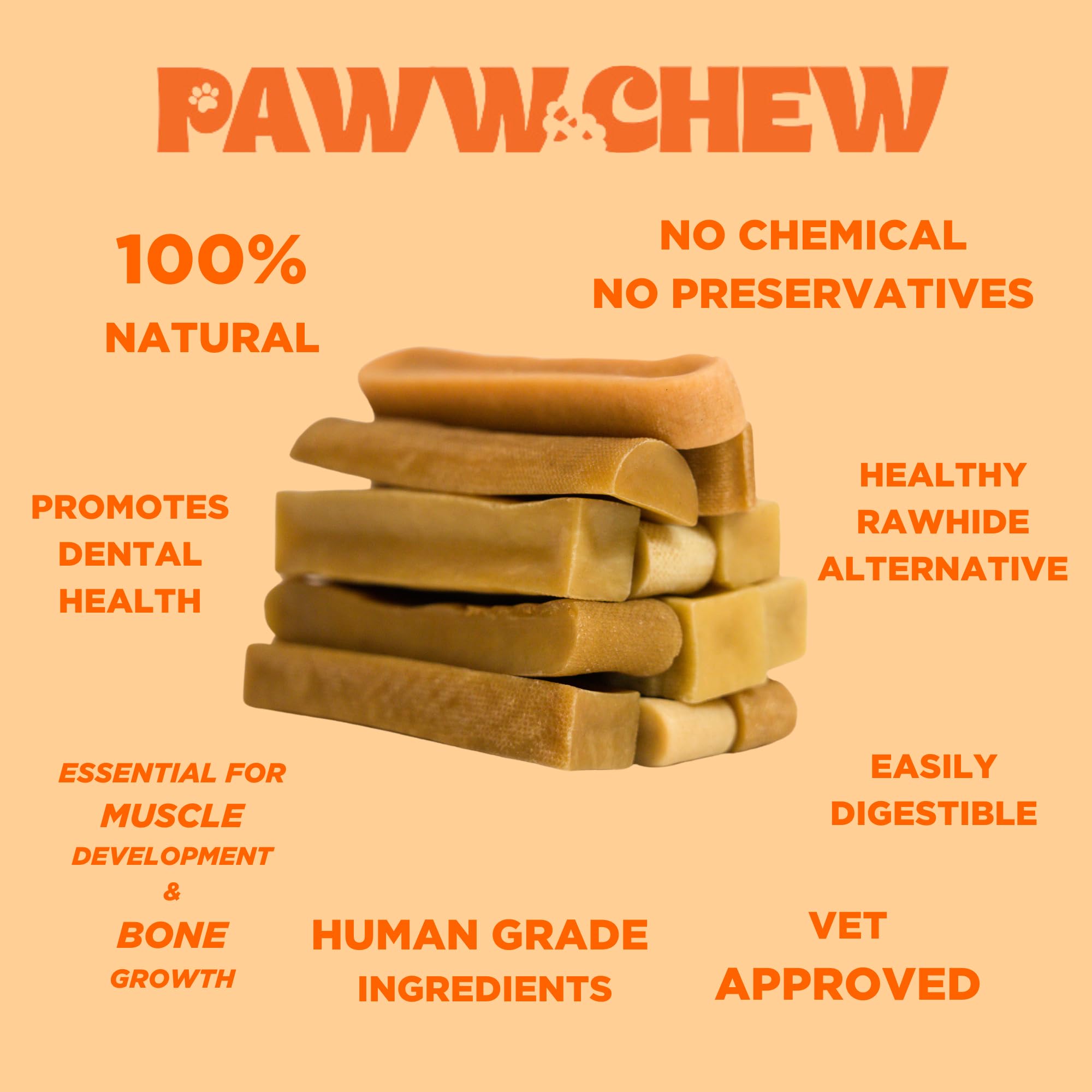 PAWW CHEW Himalayan Yak Chews for Small Dogs - 100% Natural Long Lasting Dog Treat, (Small - 8 Pack) Odorless, High Protein Yak Cheese, Limited Ingredient Yak Bones for Small Dogs