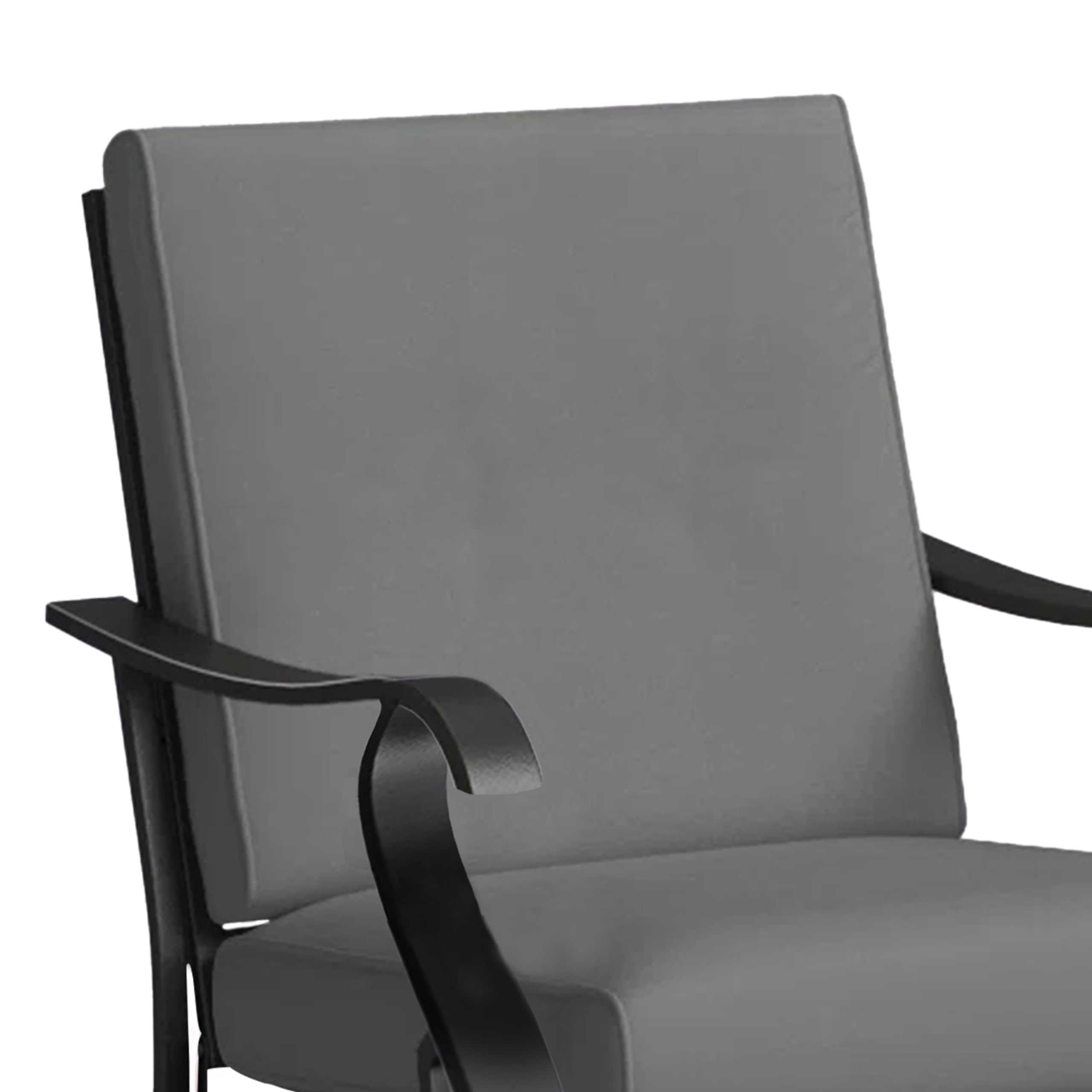 Four Seasons Courtyard Gramercy 3 Piece Cushioned Rocking Chairs Outdoor Backyard Patio Furniture Bistro Set with Square Side Table, Charcoal Gray