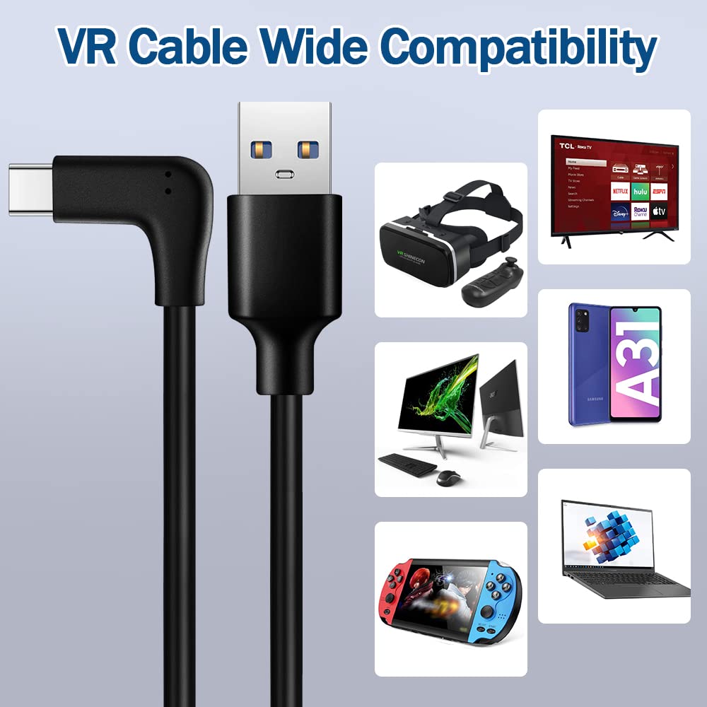KZERO Link Cable 10 FT Compatible for Oculus Quest 2 Pico 4, PC/Steam VR, Transfer Link Cable VR for Quest 2 PC Data Transfer, USB 3.1 to USB C Cable for VR Headset and Gaming PC