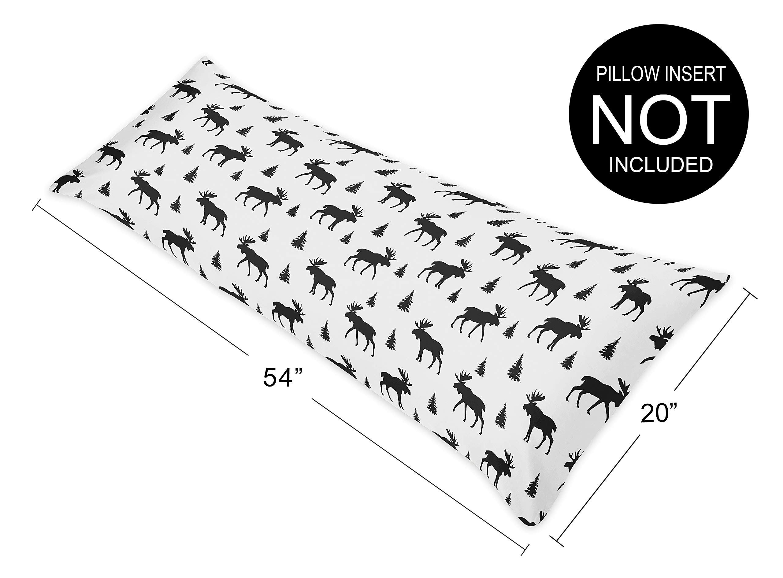 Sweet Jojo Designs Black and White Woodland Moose Body Case Cover for Rustic Patch Collection (Pillow Not Included)