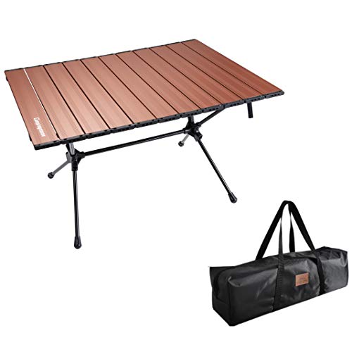 CAMPINGMOON Roll UP Camping Table Lightweight Foldable Aluminum with Carrying Bag